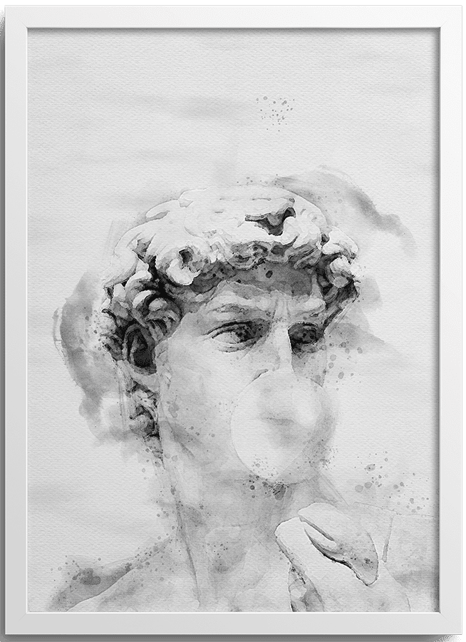 Designer Bubblegum David Statue Poster - (Watercolor) – Local is Lekker ...
